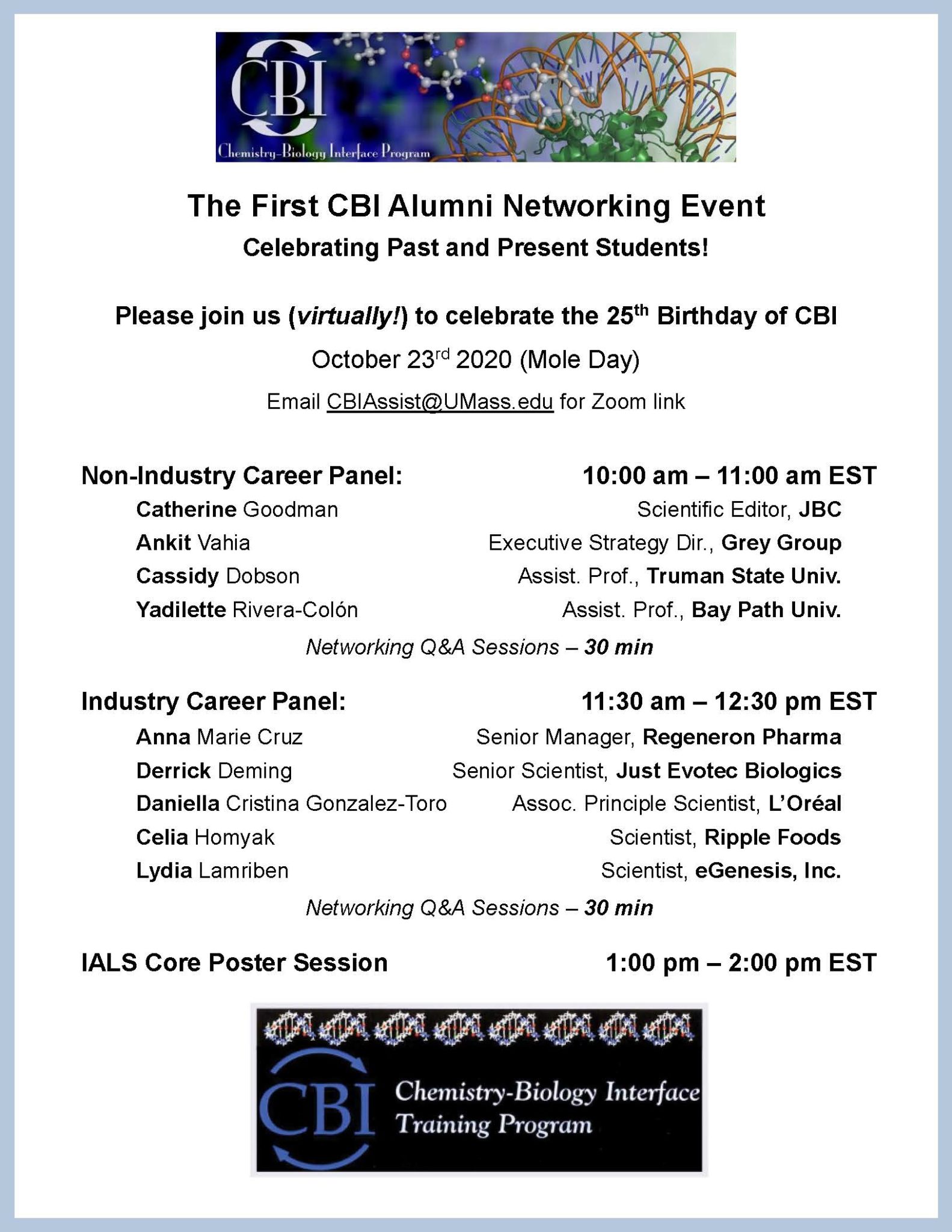 Oct 23: CBI Alumni Networking Event – Chemistry-Biology Interface